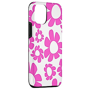 iPhone 13 Pro Preppy Aesthetic, Retro Pink Daisies, Trendy, Teen Girl, 70s Case