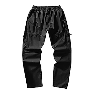 TOWMUS Cargo Pants for Men Men's Outdoor Tactical Pants Rip Stop Lightweight Truck Military Combat Cargo Work Hiking Pants Black