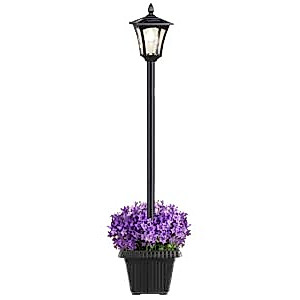 Suponar 64" Solar Lamp Post Light, Solar Light Post Outdoor Waterproof with Planter