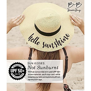 Brook + Bay Embroidered Summer Hats for Bachelorette Party - Floppy Sun Hats for Bridal Shower - Women Beach & Vacation Hat Hello Sunshine