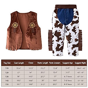 ZZIHAN Kids Cowboy Costume Chaps Vest for Boys Role Play Cowboy Cowgirl Hat Bandanas Sunglasses Dress up Accessories for Toddlers Boys Girls Birthday Party Halloween Christmas Cosplay Gift 3-5T