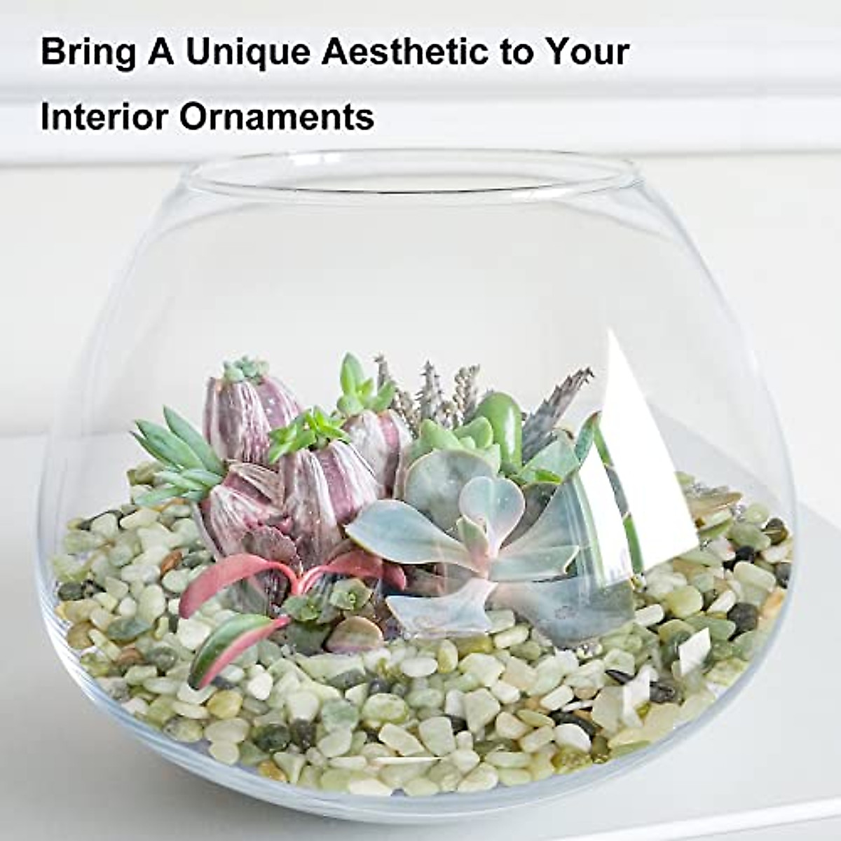 GASPRO 5 Pound Pebbles for Indoor Plants, 3/8 Inch Decorative Rocks for Bamboo, Vase, Succulents, Highly Polished and Smooth Surface, Jade