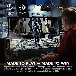 VIOTEK GFV27DAB 27” 165Hz QHD 1440p 1ms (MPRT) Gaming Monitor with Adjustable Stand, Portrait Rotation, HDR, Freesync, 99% sRGB Widescreen VA Panel, LED Backlight, 3-Years Zero Dead Pixels, VESA