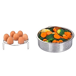HapWay Stainless Steel Steamer Basket with Egg Steam Rack Trivet Compatible with Instant Pot 5,6 qt Electric Pressure Cooker