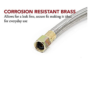 GasOne 2107-05 for Most LP Gas Grill, Heater Propane Regulator 5 Feet Steel Hose with, Silver