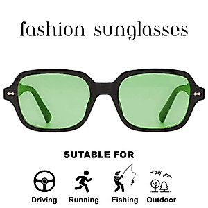 DUPER Square Aviator Sunglasses for Women, Oversize 70s 80s 90s Green Lens Women Sunglasses, Trendy Green Glasses
