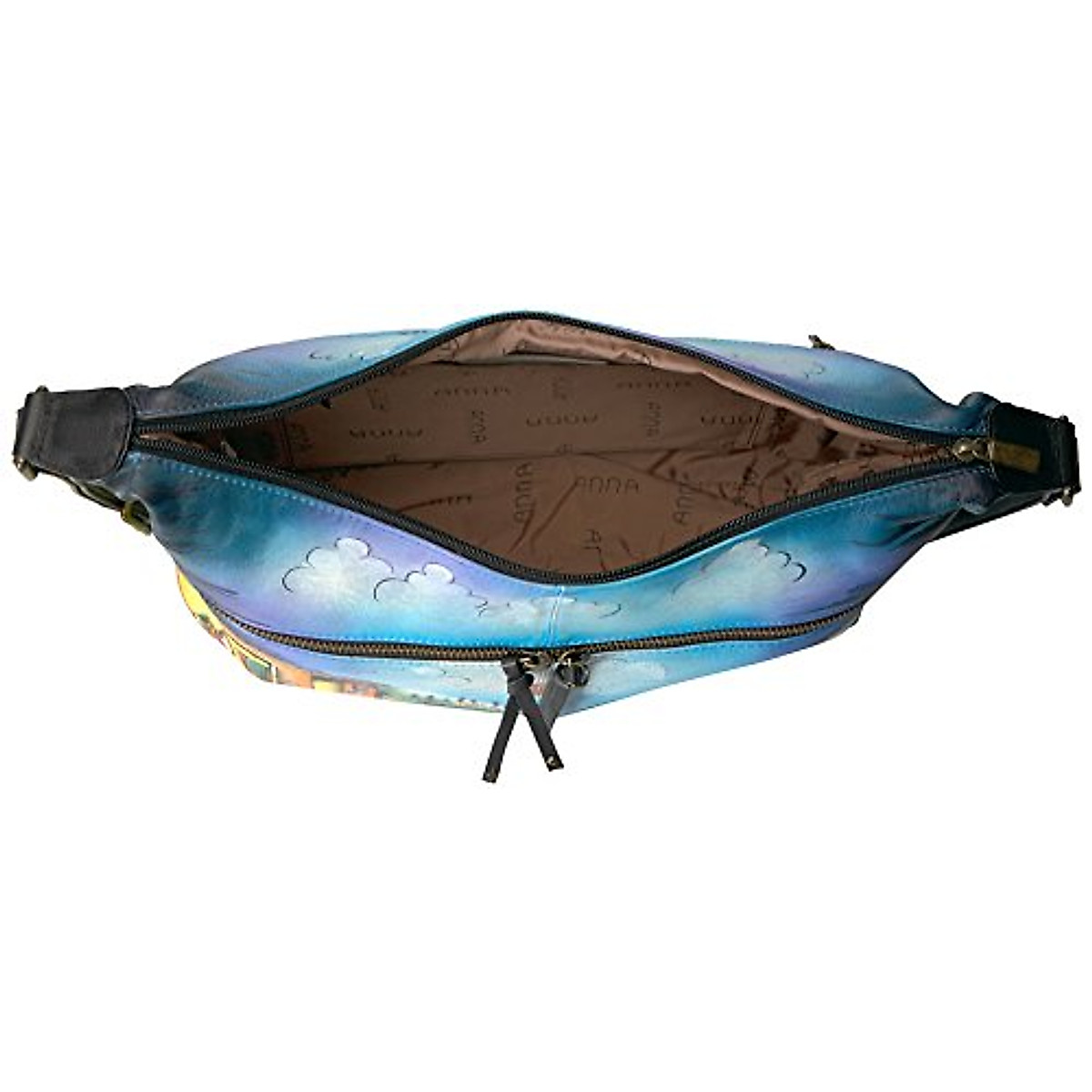 Anna by Anuschka Women's Genuine Leather Medium Shoulder Hobo | Zip-Top Organizer with Side-Zip Pockets | Moon Lit Capri