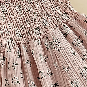 Toddler Girl Jumpsuit Romper Flower Pleated Overalls Pants Baby Girl Summer Clothes (3-4 T, Pink)