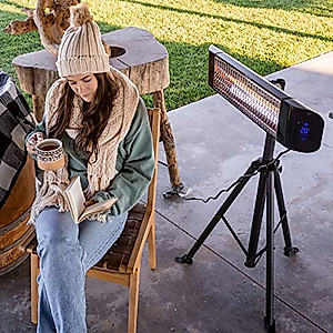 MAXOAK Infrared Patio Heater 1500W Electric Space Heater, Outdoor&Indoor Heater,IP65,Tip-over Protection,Remote Control,Stand/Wall/Ceiling Mounted for Bedroom,Balcony,Courtyard, Garage