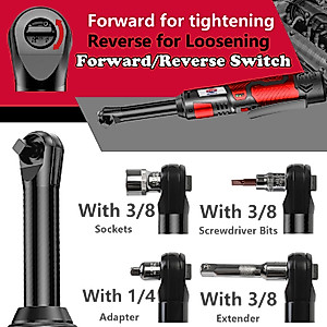Dobetter Electric Ratchet Wrench 3/8 Cordless Ratchet Wrench Set, Extended 55 N·m Battery Powered Ratchet Tool with 7 Sockets, 2 Screwdrivers, 1 Extender, 1/4" Adapter and Bag-DBCRWI2L