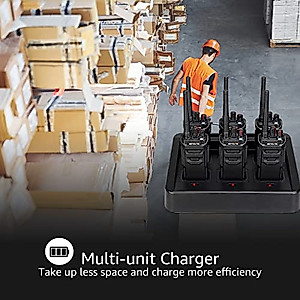 Retevis RT48 IP67 Waterproof Walkie Talkies,2 Way Radios Long Range,with 6 Way Multi Unit Charger,Rugged Two Way Radio for Construction Hotel (6 Pack)