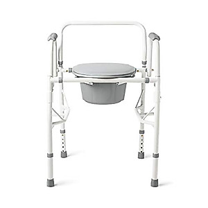 Medline Steel Drop-Arm Commode, 350 lb Weight Capacity