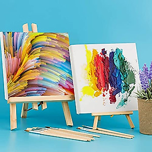 Chinco 12 Pieces Stretched Painting Canvas Side Length Blank Canvas Triangle Square Hexagon Shape Fabric Canvas Panels Boards Art Supplies for Painting Acrylic Pouring Artist Painters(8 Inch)