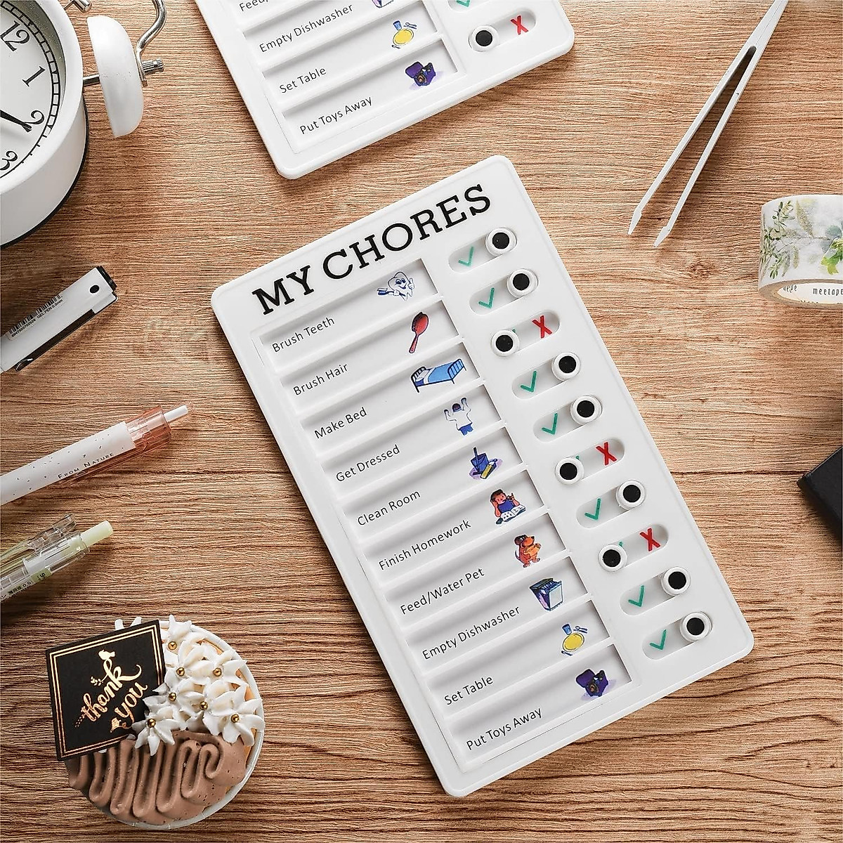 MEMORY FISH 2 Pieces Chore Chart for Multiple Kids,Daily Chore Schedule for 2 Kids，Memo Checklist Plan Board Detachable Plastic for Home Reusable Chore List (to Do List for Kids) 4.7x7.9 Inch