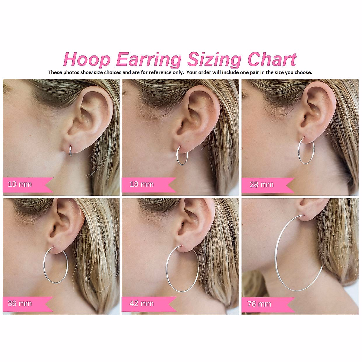 Tiny 14K Gold Thin Continuous Endless Hoop Earrings (1mm Tube) (.39 inch - 10mm - White Gold)