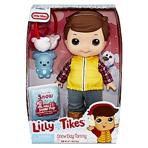 Lilly Tikes Snow Day Tommy Doll with Winter Vest Outfit, White Ear Muffs & Puppy Snow Mold, 12" Tall, Including Accessories, Winter Play- Gift for Kids, Toys for Boys and Girls Age 3 4 5+ Year Old
