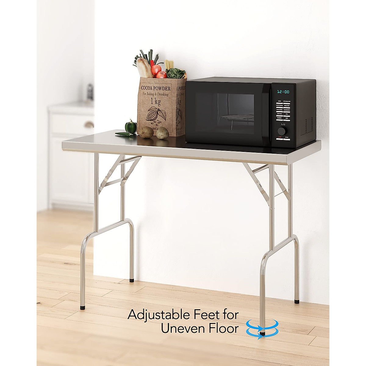 Garvee Stainless Steel Folding Table 24 x 48 Inches, NSF Commercial Portable Prep & Work Table, Heavy Duty Table for Outdoor Camp Picnic Party Restaurant, Home and Hotel