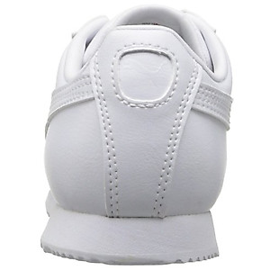 PUMA unisex-child Roma Basic JR Sneaker, White/Light Gray, 4 M US Big Kid