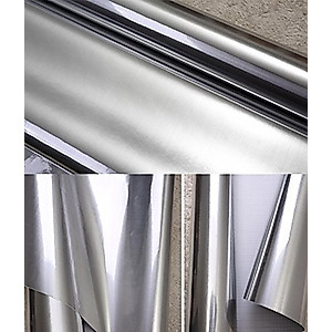 UPREDO Metal Look Stainless Steel Vinyl Metallic Adhesive Paper Shelf Liner Film Kitchen Refrigerator Dishwasher Oven Sticker 15.8in by 79in