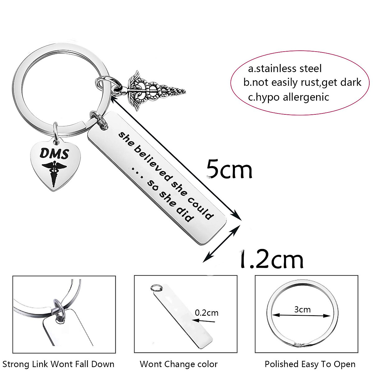 FOTAP Diagnostic Medical Sonographer gift Sonographer Doctor Keychain DMS Graduation Gift Radiologist Tech gift (DMS key)