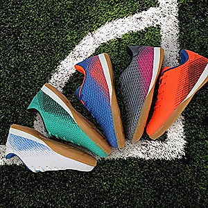 Hawkwell Unisex-Child Athletic Lace Up Boys Girls Indoor Trainer Soccer Shoe (Toddler/Little Kid/Big Kid), White PU, 2 M US