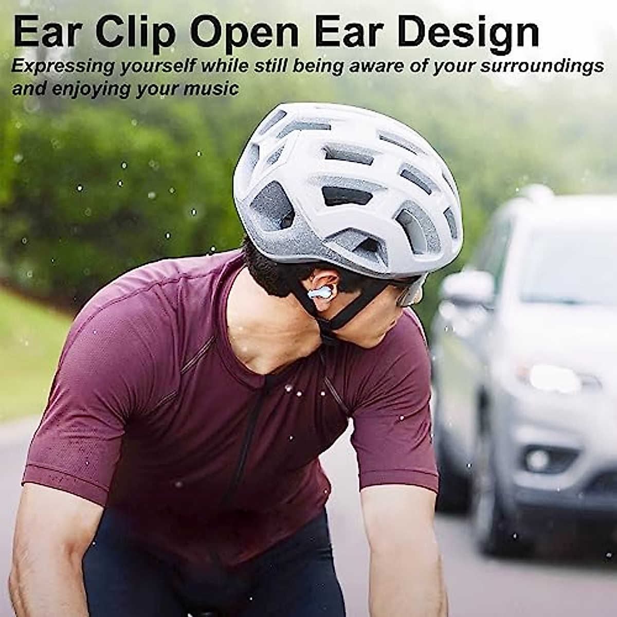 Mudtun Ear Clips Ear Buds Open Ear Bluetooth Headphones Bone Conduction Earbuds for Small Ear Canals, Clip on Earbuds Mini Light-Weight Open Ear Earbuds for Sports Running Cycling Workout, Blue