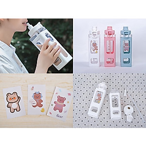 GGOOB Large Kawaii Water Bottle with Straw and Sticker Kawaii Large Water Bottle for Women (Pink, 700ml/23.6oz)