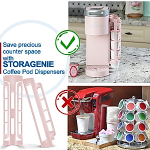 STORAGENIE Coffee Pod Holder for Keurig K-cup, Side Mount K Cup Storage, Perfect for Small Counters (2 Rows/For 10 K Cups, PINK)