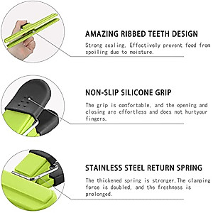 9 Pack Bag Sealer - Reusable Food Clips, Chip Bag Clips for Food Storage with Air Tight Plastic Heavy Seal Grip, Food Storage Bags Clips, Red&Blue&Green (3 Large and 6 Small)