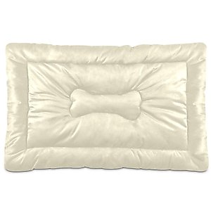 Coikll Cream-Colored Solid Color Pet Bed Pad Soft Dog Bed Mat with Anti-Slip Bottom, Machine Washable Crate Pad Mattress for Dog Sleeping- 24 * 18inches