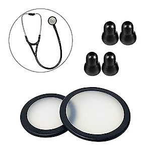Replacement Accessories Kit Fits Classic 3 Cardiology 3 & Cardiology 4 Stethoscope for Littman Stethoscope Replacement Parts & Stethoscope Bell Cover Diaphragm and Eartips Earbud Replacement Parts. (black)