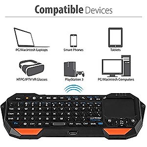 Fosmon Mini Bluetooth Keyboard (QWERTY Keypad), Wireless Portable Lightweight with Built-In Touchpad, Compatible with Apple TV, PS4, HTPC/IPTVVR Glasses, Smartphones and more