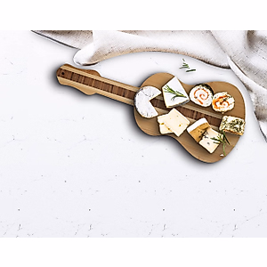 Vastigo Guitar Shaped Bamboo 7” x 17” Serving and Cutting Board – Music Inspired Kitchenware: Perfect for Serving Appetizers, Cheeses, Charcuterie and More