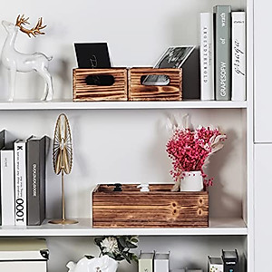 Wooden Crate Stackable Decorative Wood Crates set of 3 for Storage Display Rustic Nesting Box Basket Home Decoration Boxes Container Bin with Cutout Handles Farmhouse Decor with Natural Wood Aroma