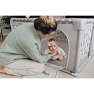 Nutty Toys Baby & Toddler Playpen - Safe & Sturdy Design | Extra Cushioning, Pull Rings, Large Pocket & Carry Bag | Fast Assembly 50x50 Big Play Pens for Babies and Toddlers, Large Area Kids Play Yard