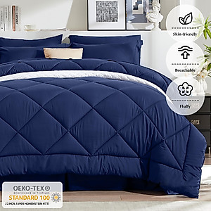 Newspin Twin Bed in a Bag 6 Pieces Comforter Set, Blue All Season Bed Set, Twin Bedding Sets with Comforter and Sheets, Pillow Sham, Flat Sheet, Fitted Sheet, Pillowcase and Bed Skirt