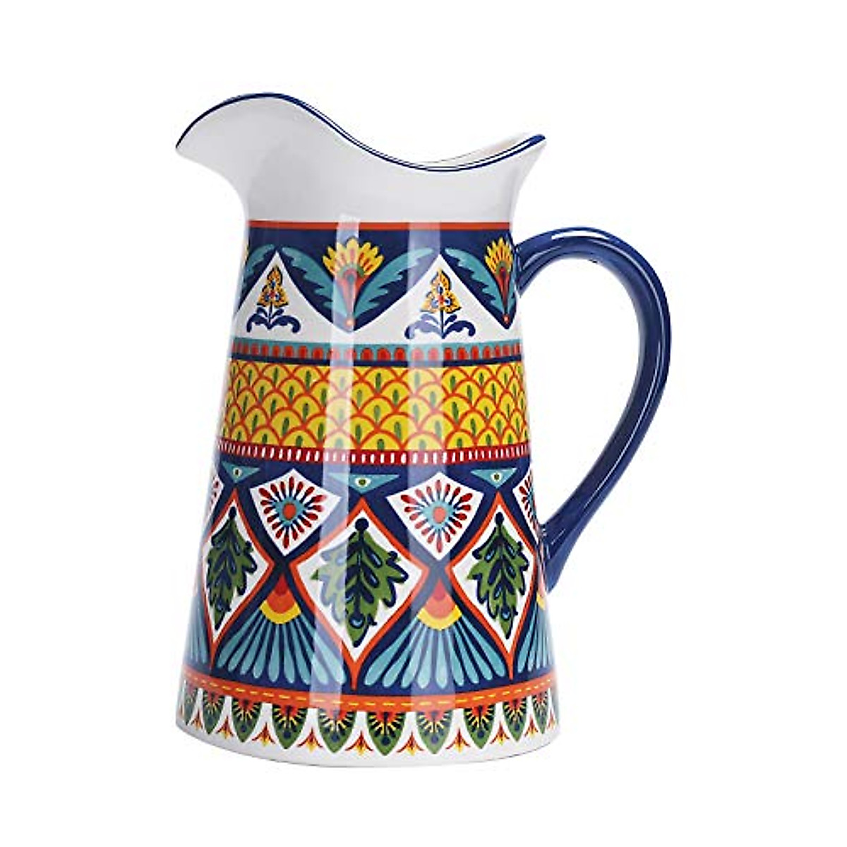 Bico Havana Ceramic 2.5 Quarts Pitcher with Handle, Decorative Vase for Flower Arrangements, Dishwasher Safe