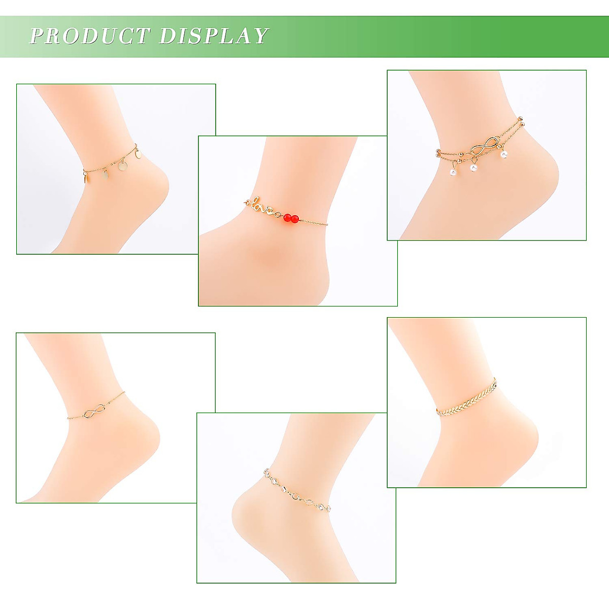 ESRICH 30 Ankle Bracelets for Women Set, Adjustable Size Beach Anklet Set, Imitation Golden Anklet,Jewelry Anklet for Women Beach Jewelry Gifts