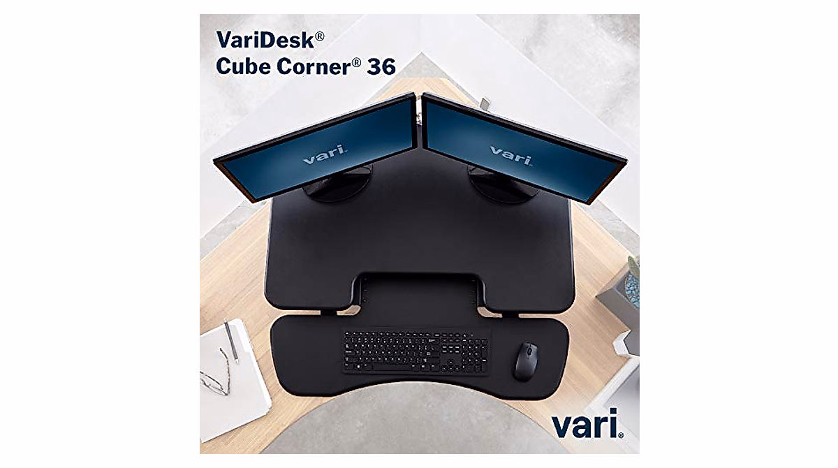 VariDesk Cube Corner 36 | Sit-Stand Desk Converter for Cubicles