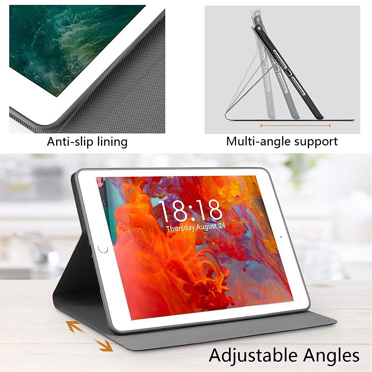 Christmas Elk Case for iPad 9th 8th 7th Generation, Premium PU Leather iPad 10.2 inch 2021 2020 2019 Flip Stand Cover, Adjustable Angles Auto Wake Sleep Protective Shockproof