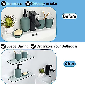 SAYAYO Floating Glass Shelves for Bathroom, 15 x 5 Inch Chrome Tempered Glass Shelf for Wall 2 Pack, Clear