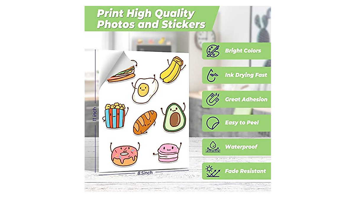 Glossy Sticker Photo Paper - 50 Sheets for Inkjet Printers