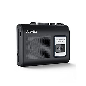 Arsvita Walkman Cassette Player, Portable Tape Recorder, Build-in Speaker and Microphone,Black