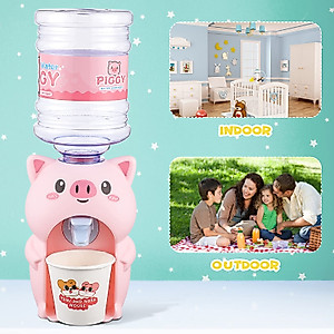 KESYOO Mini Water Dispenser Toy Miniature Household Water Cooler Fountain Toy Cute Pig Drinking Fountain Model Kids Pretend Play Kitchen Supplies (Pink)