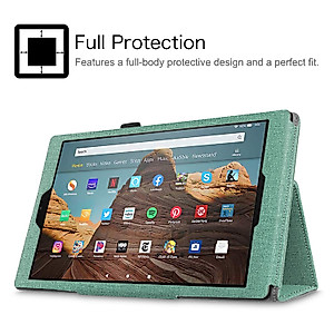 Fintie Folio Case for Amazon Fire HD 10 Tablet (Compatible with 7th and 9th Generations, 2017 and 2019 Releases) - Premium PU Leather Slim Fit Stand Cover with Auto Wake/Sleep, Sage