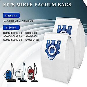 3D AirClean Dust Bags, Compatible for Miele Vacuum Cleaner Bags, Replacement Miele Classic C1 Complete C1 C2 C3 S2 S5 S8 S400 Series,1 Boxes of 20 Pack Bags & 6 MP Filters & 6 AirClean Filters