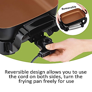 Extra-Large Nonstick Ceramic Electric Skillet - Electric Frying Pan with Lid, 12"x15" Fry Pan Adjustable Temperature Control, with Removable Pan, Dishwasher Safe