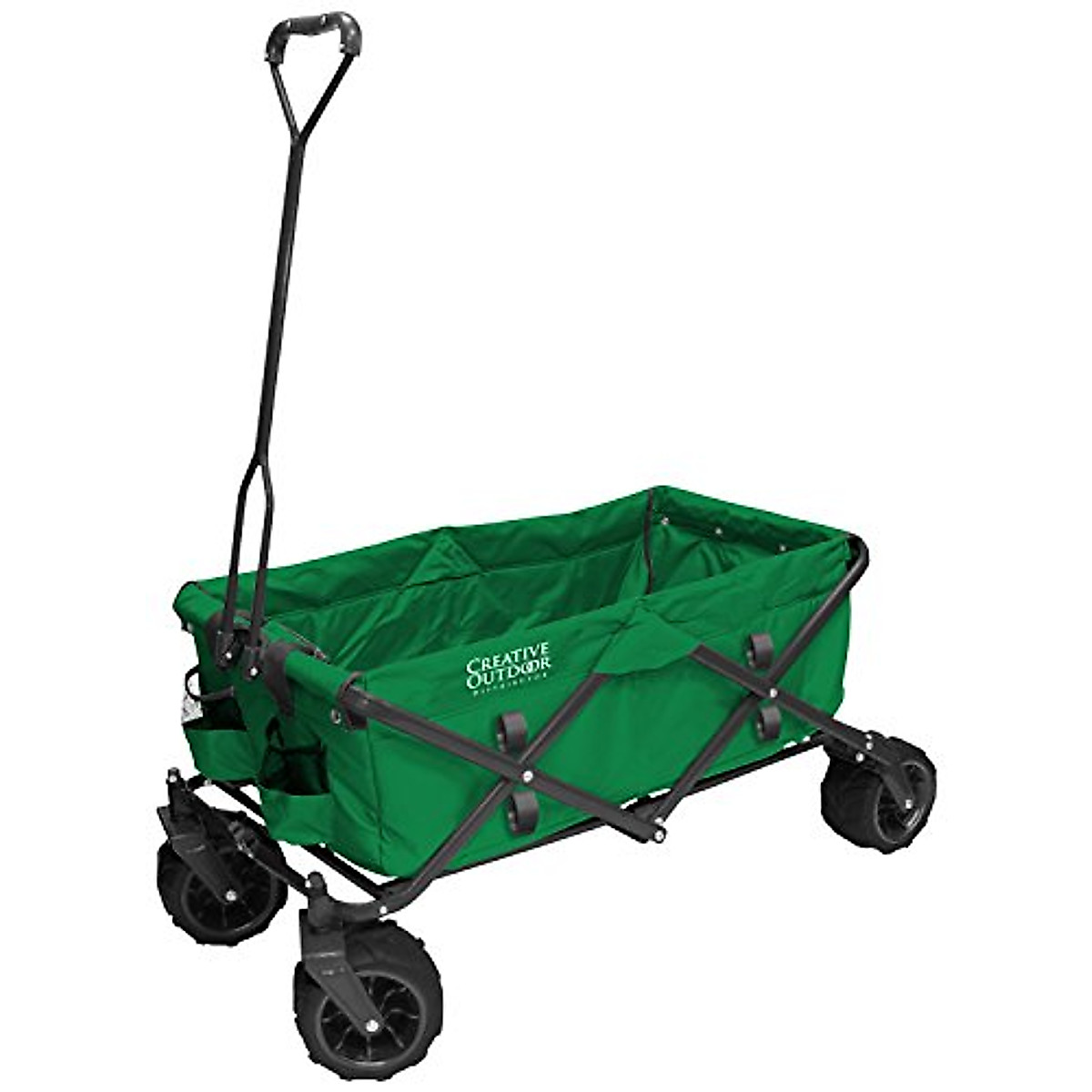 Creative Outdoor Wagon for Kids Push Pull Collapsible Stroller All-Terrain Folding Cart, Supports Upto 150lbs Weight Capacity | with Divider | Beach Park Garden & Tailgate | Green