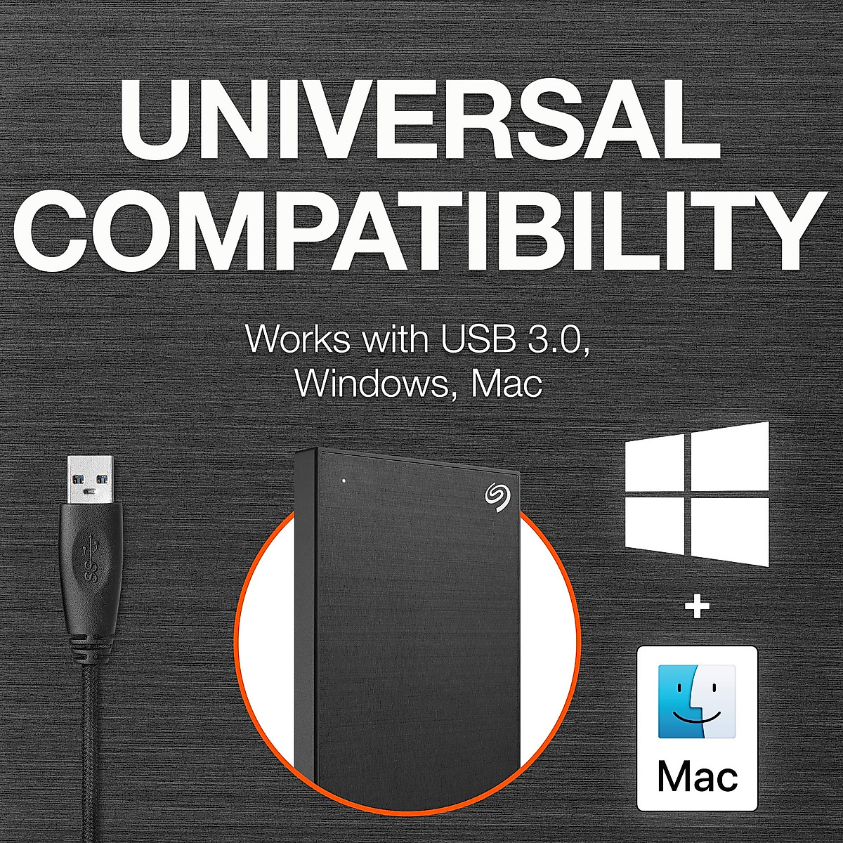 Seagate One Touch, 2TB, Password activated hardware encryption, portable external hard drive, portable external hard drive, PC, Notebook & Mac, USB 3.0, Black (STKY2000400)