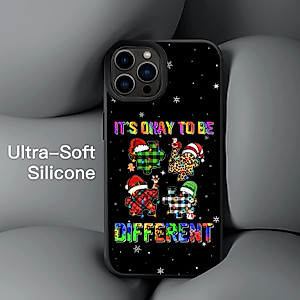 to Be Different Christmas Autism Awareness Puzzles Phone Case Compatible with iPhone 15 14 13 12 11 Pro Max|Samsung Galaxy S23 S22 S21 S20 FE|A14 A54 A53 A03S A13|Note 20 10|Z FLIP 3/4/5 Black